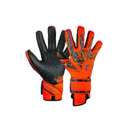 Torwarthandschuhe Reusch "Attrakt Fusion Guardian", Damen, Gr. 10, orange (orange, blau), 79% Elastodien, 17% Polyester, 4% Polyamid, mehrfarbig, Handschuhe, Evolution Negative Cut