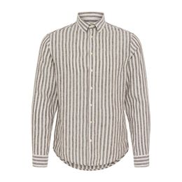 Leinenhemd Casual Friday "Leinenhemd CFRissa Linen Striped", Herren, Gr. 3XL, N-Gr, braun (demitasse check), Obermaterial: 80% Leinen LI. 20% Baumwolle CO., Hemden