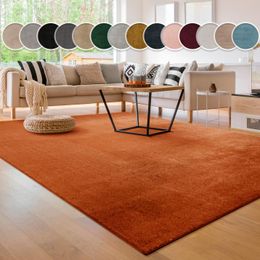 Teppich Paco Home "Cadiz 630", rosa (kupfer), B:100cm H:14mm L:200cm, Polyester, Teppiche, Teppich, Uni-Farben, besonders weich, waschbar, auch als L&auml;ufer erh&auml;ltlich