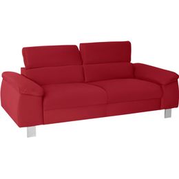 3-Sitzer COTTA "Komaris, B: 193 cm", rot, B:193cm T:104cm, Microfaser PRIMABELLE (100% Polyester);Kunstleder SOFTLUX;Feinstruktur (100% Polyester);Kunstleder SOFTLUX/Struktur (100% Polyester);NaturLEDER, Sofas, mit Kopfteilverstellung