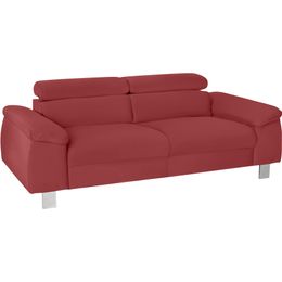 3-Sitzer COTTA "Komaris, B: 193 cm", rot, B:193cm, Microfaser PRIMABELLE (100% Polyester);Kunstleder SOFTLUX;Feinstruktur (100% Polyester);Kunstleder SOFTLUX/Struktur (100% Polyester);NaturLEDER, Sofas, mit Kopfteilverstellung
