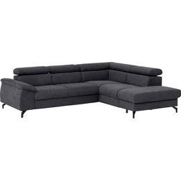 Ecksofa COTTA "Kitty L-Form, B: 249 cm", grau (lava), B:249cm H:72cm T:207cm, Microfaser (100% Polyester);Flachgewebe (100% Polyester), Sofas, Ecksofa, mit Kopfteilverstellung, optional Bettfunktion & Bettkasten