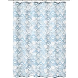 Duschvorhang Kleine Wolke "Concha", blau (iceblau), B:180cm H:200cm, Polyester, Duschvorh&auml;nge