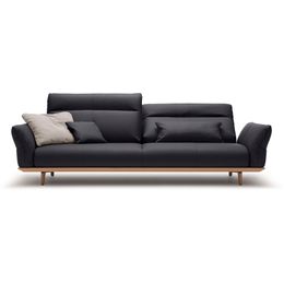 4-Sitzer "CR.460 Designsofa, erstklassiger Sitzkomfort, verst. R&uuml;ckenlehne", schwarz (signalschwarz 534, 58), B:248cm H:103cm T:100cm, NaturLEDER OSKAR (echtes Rindsleder), CREATION BY ROLF BENZ, Sofas, Sockel in Eiche, F&uuml;&szlig;e Eiche natur, Breite 248 cm