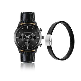 Quarzuhr MARC LAUDER "SMC8-1", schwarz, Armbanduhren, Herren, Quarzuhr