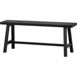 Bank Woood "Imme mit Massivkiefer und sichtbare Maserung B 110 x T 35 x H 45 cm", schwarz, B:110cm H:45cm T:35cm, Massivholz, Sitzb&auml;nke, Wasserbasierter Schutzlack, Verst&auml;rkungsbalken, einfach zu montieren