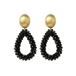 Paar Ohrclips FILIPPA FIRENZE "Portofino", schwarz (goldfarben, schwarz), Ohrringe, Damen, Glas, mit hochwertigem Clipverschluss