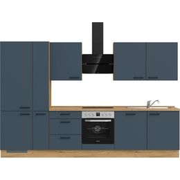 K&uuml;chenzeile Nobilia "Easytouch II", NEU: individuell anpassbar mit gratis Profi-Beratung", blau (k&uuml;che: blau, korpus: eiche sierra nachbildung, arbeitsplatte: eiche sierra nachbildung), B:330,3cm H:216,6cm T:60cm, Komplettk&uuml;chen-Sets, K&uuml;chenzeile, vormontiert, Breite 330 cm, Ausrichtung w&auml;hlbar, wahlw. mit E-Ger&auml;ten