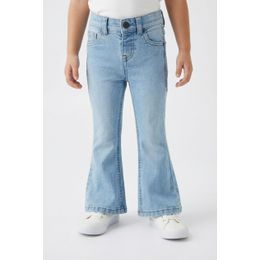 Bootcut-Jeans name it "NMFPOLLY BOOTCUT JEANS 1061-DT TB", M&auml;dchen, Gr. 104, N-Gr, light blau denim, Denim/Jeans, Obermaterial: 78% Baumwolle, 21% Polyester, 1% Elasthan, unifarben, skinny fit normal, Jeans