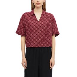 Druckbluse s.Oliver, Damen, Gr. 40, schwarz pomegranate, Web, Obermaterial: 100% Viskose, gemustert, l&auml;ssig geschnitten h&uuml;ftlang, V-Ausschnitt, abgesteppte Kante, Blusen Druckbluse, Sommerbluse mit Allover-Print