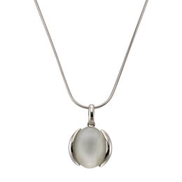 Kette mit Anh&auml;nger ZEEme "Silber 925 rhodiniert mit echtem Mondstein 16x12mm", wei&szlig;, Halsketten, Damen, 42+5cm, Silber 925 (Sterlingsilber), L: 47 B: 17mm, gl&auml;nzend, B:17mm