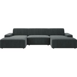 Wohnlandschaft Trendmanufaktur "Wien, wahlweise mit Sitzvorschub und Bettkasten, Breite 329 cm", anthrazit, B:329cm H:73cm T:162cm, 95%Polyester, 5%Polyamide, Sofas, Wohnlandschaft, U-Form, in trendigem Cordstoff