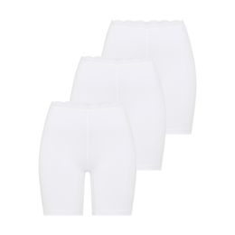 Lange Unterhose YSABEL MORA "BASIC COLLECTION COTTON WITH LACE", Damen, Gr. M, wei&szlig;, Obermaterial: 95% Baumwolle, 5% Elasthan, unifarben, eng, Unterhosen Lange Unterhose, angenehme Weichheit und Passform gegen Reibung