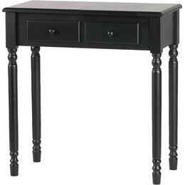 Konsolentisch Woood "Romy Massivkiefer und integriertem Klappspiegel B 75 x T 38 x H 78 cm", schwarz, B:75cm H:78cm T:38cm, Tische, Konsolentisch, Versteckte Fachaufteilung, einfach zu montieren, sichtbare Maserung