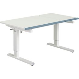 Schreibtisch Paidi "TEENIO GT in verschiedenen Ausf&uuml;hrungen, mitwachsend & ergonomisch", kreidewei&szlig;, hellblau, B:130cm T:75cm, Tische, Schreibtisch, h&ouml;henverstellbarer Sch&uuml;lerschreibtisch, Platte bis 14 neigbar
