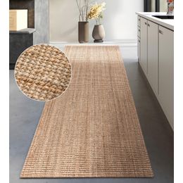Teppich OTTO HOME "Avot Juteteppich", beige (natur gold), B:80cm H:10mm L:200cm, Jute, Teppiche, Teppich, 100% Jutefaser, L&auml;ufer, Esszimmer, Wohnzimmer, Skandi