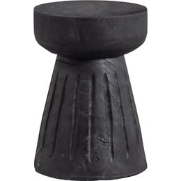 Hocker Woood "Borre aus Paulowniaholz mit sichtbare Maserung &Oslash; 28 x H 40 cm", schwarz, B:28cm H:40cm T:28cm, Hocker, Hocker, Vollstandig montiert geliefert, Pfleiglicht, Tragkraft 20 kg