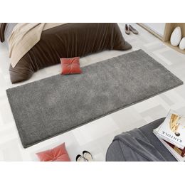 Teppich OCI DIE TEPPICHMARKE "NEW VILLA MELANGE, auch als L&auml;ufer und in rund", grau (dunkelgrau), B:80cm H:20mm L:200cm, Polypropylen, Teppiche, Teppich, dichter Shaggy, melierte uni Farben, robuster Hochflor, Wohnzimmer
