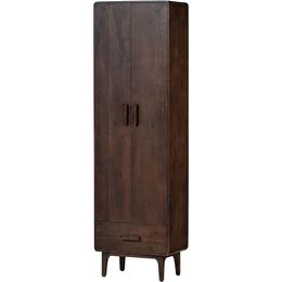 Mehrzweckschrank Woood "Liya Massivholz Mangoholz mit abgerundeten Ecken B 60x D 35x H 200 cm", dunkelbraun, B:60cm H:200cm T:35cm, Massivholz, Schr&auml;nke, Mehrzweckschrank, Tragkraft 20 kg, einfach zu montieren, sichtbare Maserung