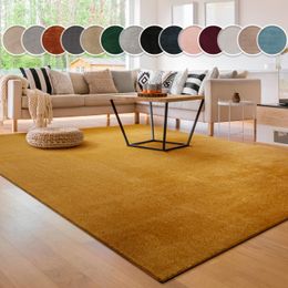 Teppich Paco Home "Cadiz 630", gelb, B:80cm H:14mm L:300cm, Polyester, Teppiche, Teppich, Uni-Farben, besonders weich, waschbar, auch als L&auml;ufer erh&auml;ltlich