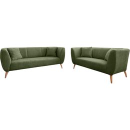 Polstergarnitur Home Affaire "Lazio modern und bequem, schmale Armlehnen, tolle Detailverarbeitung", gr&uuml;n (moosgr&uuml;n, moosgr&uuml;n), H:83cm T:88cm, 100% Polyester, Sitzm&ouml;bel-Sets, auch als Loveseat erh&auml;ltlich