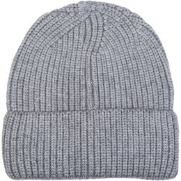 Strickm&uuml;tze styleBREAKER "Feinstrick Beanie M&uuml;tze mit Krempe", Damen, grau (hellgrau), Obermaterial: 70% Viskose CV. 30% Wolle WO., Modisch, M&uuml;tzen Strickm&uuml;tze