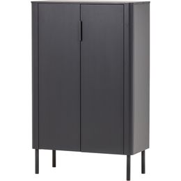 Highboard Woood "Gunnar FSC-Mix Massivkiefer mit D&auml;mpfung Funktion, 85 x 39 x 135 cm", mattschwarz, B:85cm H:135cm T:39cm, FSC-zertifiziertes Massivholz, Sideboards, Highboard, Tragkraft 15 kg pro Boden, einfach zu montieren, sichtbare Maserung
