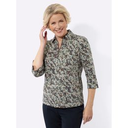 Poloshirt CLASSIC "Poloshirt", Damen, Gr. 42, topas, ecru, bedruckt, 100% Baumwolle, gemustert, mehrfarbig, Shirts