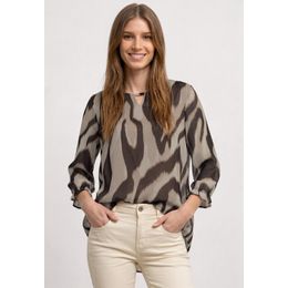 Langarmbluse Street One, Damen, Gr. 40, espresso braun, Stoff, 100% Polyester, gemustert, normal normal, Rundhals, elastischer Bund, Blusen, mit 3/4 &Auml;rmeln