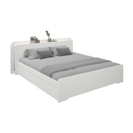 Bett OTTO HOME "Ismund, Stauraum im Kopfteil, Stauraumbett", wei&szlig;, B:229cm H:87cm L:220cm, Betten, Bett, inklusive Lattenrost, teilmassiv, Bettkasten optional