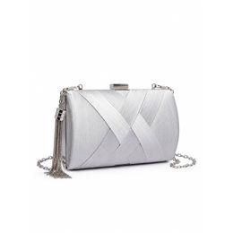 Clutch "Sydney", Damen, Gr. B/H/T: 17cm x 11cm x 7cm onesize, silber, Kunstfaser, Collezione Alessandro, Taschen, edles Design
