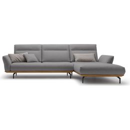 Ecksofa "CR.460 Design-Sofa der Extraklasse, verstellbare R&uuml;ckenlehne, L-Form", grau (lichtgrau, schwarzgrau 044, 34), B:318cm H:103cm T:183cm, Chenille COCO (72% Polyester 15% Baumwolle 13% Polyacryl), CREATION BY ROLF BENZ, Sofas, Ecksofa, Sockel in Nussbaum, Winkelf&uuml;&szlig;e in Umbragrau, Breite 318 cm