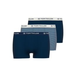 Boxershorts Tom Tailor "Buffer", Herren, Gr. 6L, blau (632 blau, mittel, ringel), Single Jersey, Obermaterial: 95% Baumwolle, 5% Elasthan, eng, Unterhosen, weich, bequem, eng, elastisch, Logobund, Baumwollmix