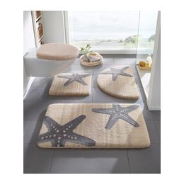 Badematte Kleine Wolke Gr. 6, beige (beige, grau), WC-Vorleger rechteckig WC-Deckelbezug (47cm x 50cm), 1 Stk., Badematten, Badematte
