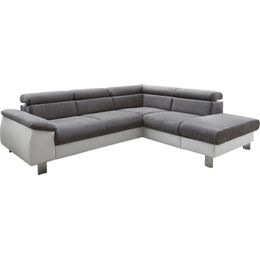 Ecksofa COTTA "Komaris L-Form, B: 249 cm", wei&szlig; (wei&szlig;, stone), B:249cm H:72cm T:100cm, Microfaser PRIMABELLE (100% Polyester);Kunstleder SOFTLUX;Feinstruktur (100% Polyester);Kunstleder SOFTLUX/Struktur (100% Polyester);NaturLEDER, Sofas, Ecksofa, mit Kopfteilverstellung, optional Bettfunktion, Bettkasten & Licht