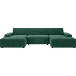 Wohnlandschaft Trendmanufaktur "Wien, wahlweise mit Sitzvorschub und Bettkasten, Breite 329 cm", dunkelgr&uuml;n, B:329cm H:73cm T:162cm, 92%Polyester, 8%Polyamide, Sofas, Wohnlandschaft, U-Form, in trendigem Cordstoff