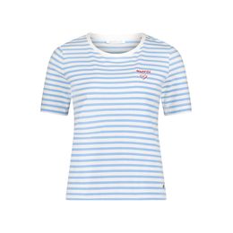 BETTY & CO Kurzarmshirt BETTY & CO "Damen mit Ringel", Damen, Gr. XL, blau (wei&szlig;, blau), Obermaterial: 95% Baumwolle, 5% Elasthan, Basic, gerade normal, Rundhals, Shirts