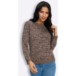 Ajourpullover Classic Basics "Ajour-Pullover", Damen, Gr. 56, schoko, sesam, meliert, 100% Polyacryl, meliert, Pullover