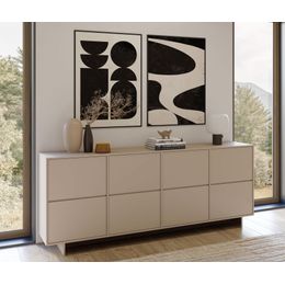 Sideboard OTTO HOME "Tatami, Stilvolle, moderne grifflose Kommode 4 T&uuml;ren, Breite 220cm", kaschmire, kaschmire, B:220,5cm H:88cm T:41,5cm, Holzwerkstoff, Melamin, Metall, Spanplatte, Sideboards, Sideboard, Anrichte mit viel Stauraum, B&ouml;den verstellbar, push-to-open-Funktion