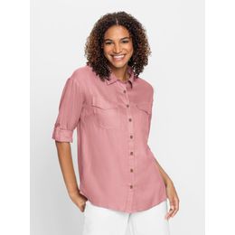 Hemdbluse Casual Looks, Damen, Gr. 42, rosa (rosenquarz), 100% Viskose, unifarben, Blusen Hemdbluse