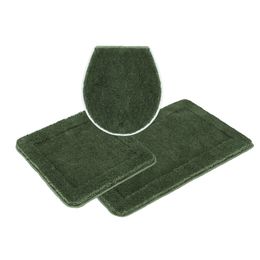 Badematte OTTO HOME "Sanremo mit Rahmen, Badvorleger, Badezimmer Teppich, sehr weich", gr&uuml;n (dunkelgr&uuml;n), H:25mm, Polyester, Badematten, Badematte, Badteppich, unifarben, rechteckig und als 3-tlg. Set erh&auml;ltlich