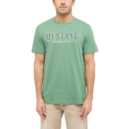 T-Shirt Mustang "Style Austin", Jungen, Gr. XXL, gr&uuml;n (schwarz ivy), Jersey, Obermaterial: 100% Baumwolle, bedruckt, unifarben, regular fit h&uuml;ftbedeckend, Rundhals, Shirts T-Shirt, mit Logo-Print