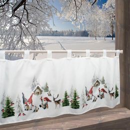 Scheibengardine Delindo Lifestyle "Winterstimmung" Gr. 1, wei&szlig;, B:120cm H:45cm, Microfaser, Polyester, Gardinen, mit Schlaufenaufh&auml;ngung, f&uuml;r die K&uuml;che