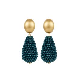 Paar Ohrclips FILIPPA FIRENZE "Laguna", petrol, Ohrringe, Damen, Metall, in eleganter Tropfenform