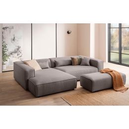 Ecksofa "PIARA XXL, L-Form, Schlaffunktion, Cord, Leinenoptik o. Strukturstoff", grau (taupe), B:288cm H:66cm T:198cm, 100% Polyester, LeGer Home by Lena Gercke, Sofas, Ecksofa, Hocker stellbar zum Schlafsofa (Krokodilverbinder), tiefe Sitzfl&auml;che