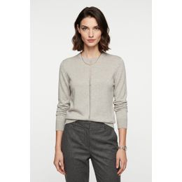 Strickpullover BOSS Orange "Finguine Premium Damenmode", Damen, Gr. S (36), light, pastel grau 056, Feinstrick, Obermaterial: 50% Baumwolle, 50% Schurwolle, unifarben, normal, Rundhals, angesetztes B&uuml;ndchen mit Schlitz, Pullover Strickpullover, mit Ajour-Dekor, Rundhalsform