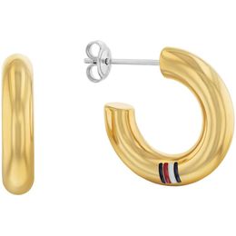Paar Creolen Tommy Hilfiger "CIRCLES", gelb (gelbgoldfarben, edelstahlfarben), Ohrringe, Damen, 22mm, Edelstahl, mit Emaille