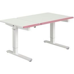 Schreibtisch Paidi "TEENIO GT in verschiedenen Ausf&uuml;hrungen, mitwachsend & ergonomisch", kreidewei&szlig;, ros&eacute;, B:130cm T:75cm, Tische, Schreibtisch, h&ouml;henverstellbarer Sch&uuml;lerschreibtisch, Platte bis 14 neigbar