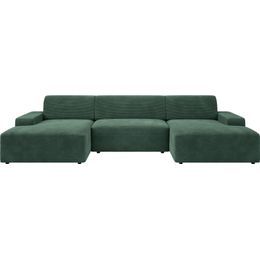Wohnlandschaft Trendmanufaktur "Wien, wahlweise mit Sitzvorschub und Bettkasten, Breite 329 cm", dunkelgr&uuml;n, B:329cm H:73cm T:162cm, 92%Polyester, 8%Polyamide, Sofas, Wohnlandschaft, U-Form, in trendigem Cordstoff