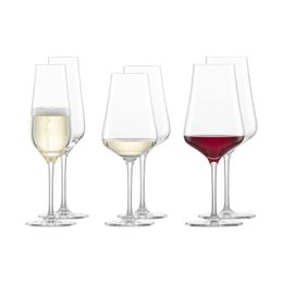 Gl&auml;ser-Set ZWIESEL GLAS "Wein- und Sektgl&auml;ser Bouquet 6er Set transparent", bunt (transparent), B:2cm H:2cm, Glas, Trinkgef&auml;&szlig;e, Sp&uuml;lmaschinengeeignet